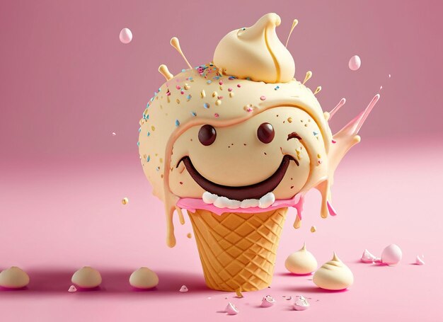 Premium AI Image | Smiley Vanilla Icecream On Pink Background World ... Premium AI Image | Smiley Vanilla Icecream On Pink Background World ...