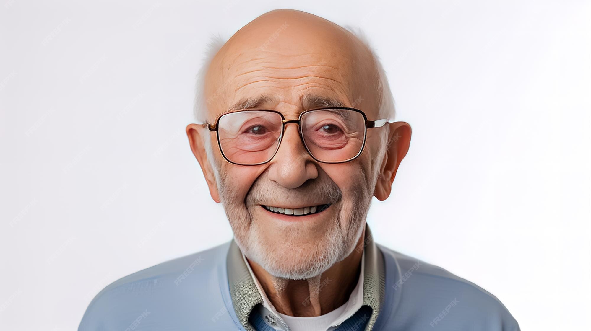 Premium Photo Smiling Elderly Man With Glasses On White Background