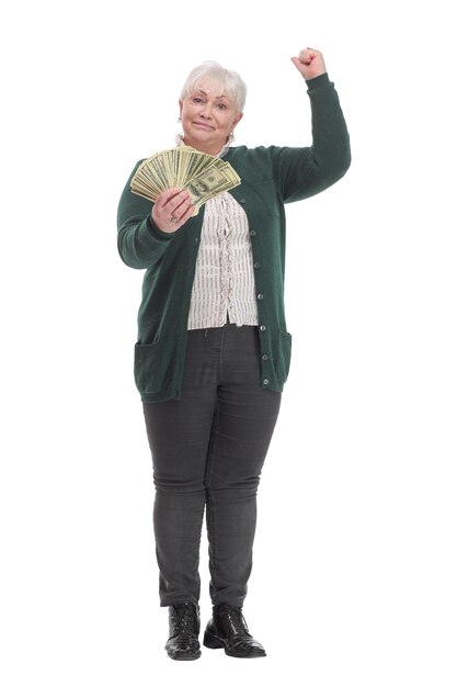 Premium Photo | Smiling old woman holding money in hands Premium Photo | Smiling old woman holding money in hands