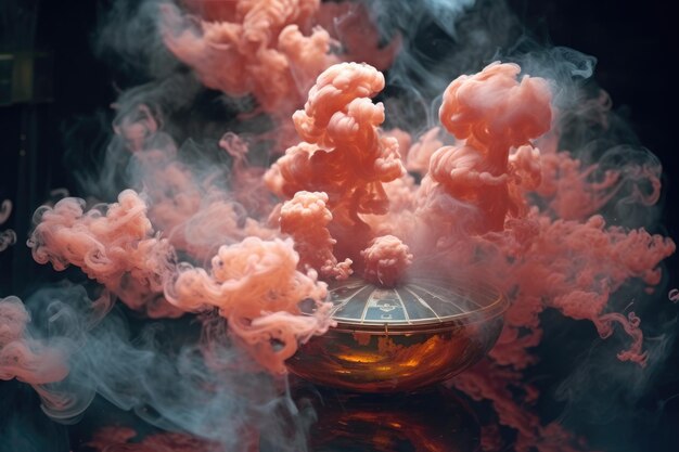 Premium AI Image | Smoke swirling around floating objects in a spacecraft Premium AI Image | Smoke swirling around floating objects in a spacecraft