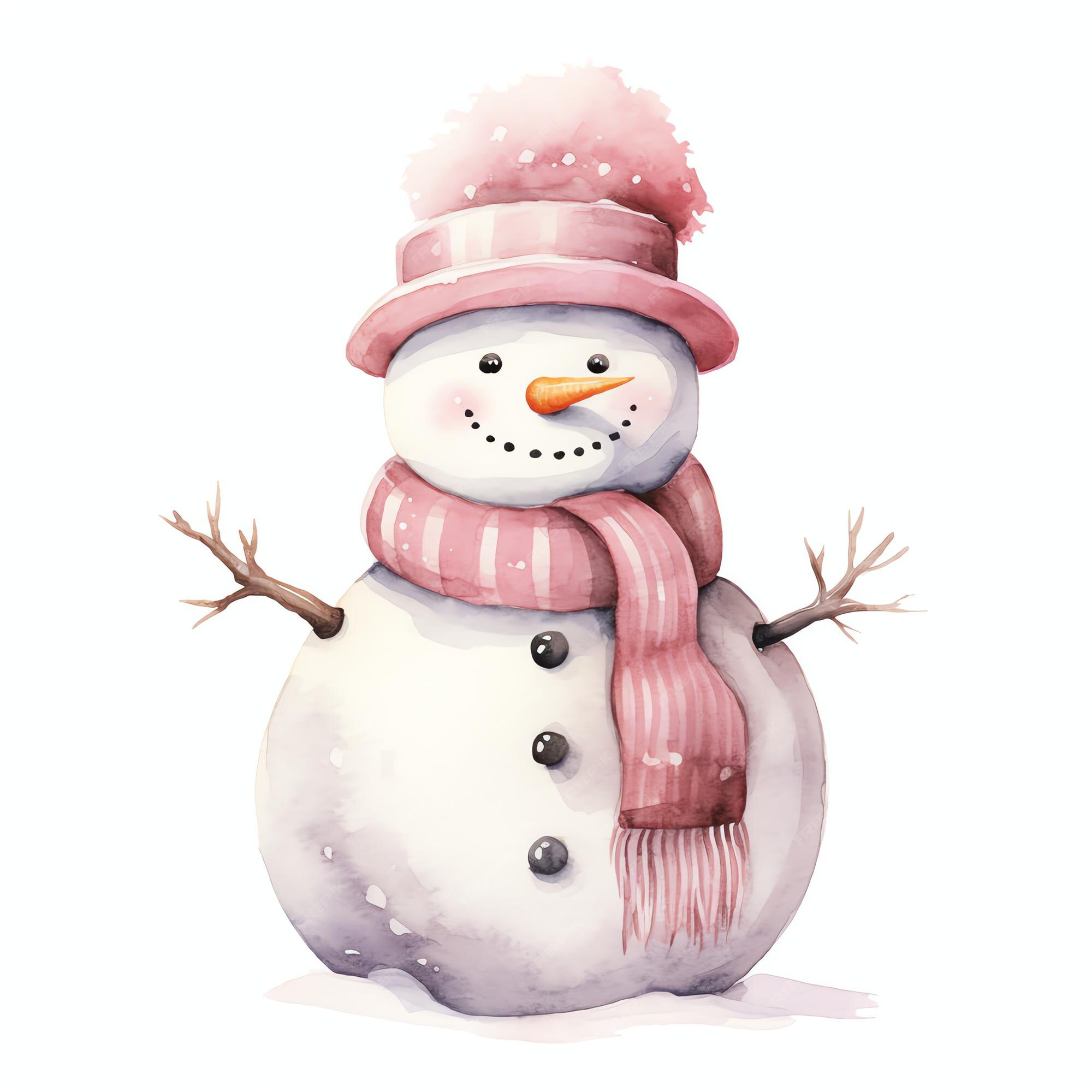 Premium Photo Snowman In Soft Pink Colors For Winter Time Girly Illustration