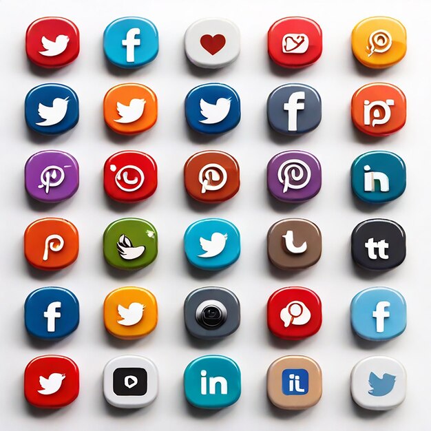 Social media icons buttons isolated on a white background | Premium AI ... Social media icons buttons isolated on a white background | Premium AI ...