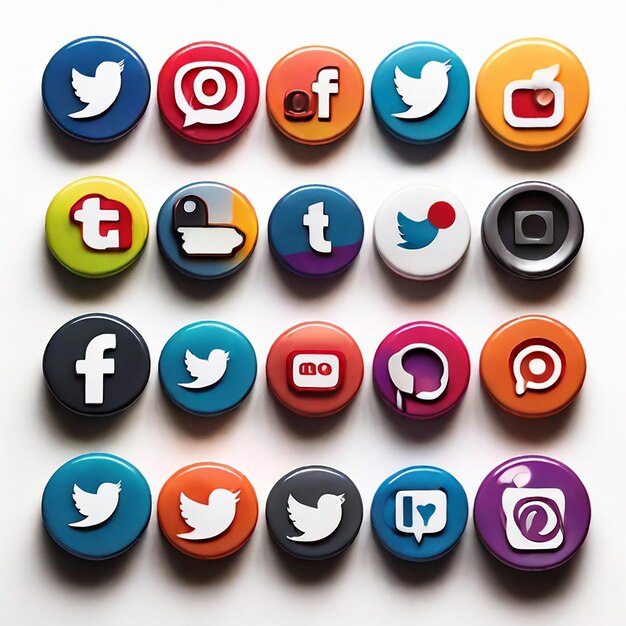 Social media icons buttons isolated on a white background | Premium AI ... Social media icons buttons isolated on a white background | Premium AI ...