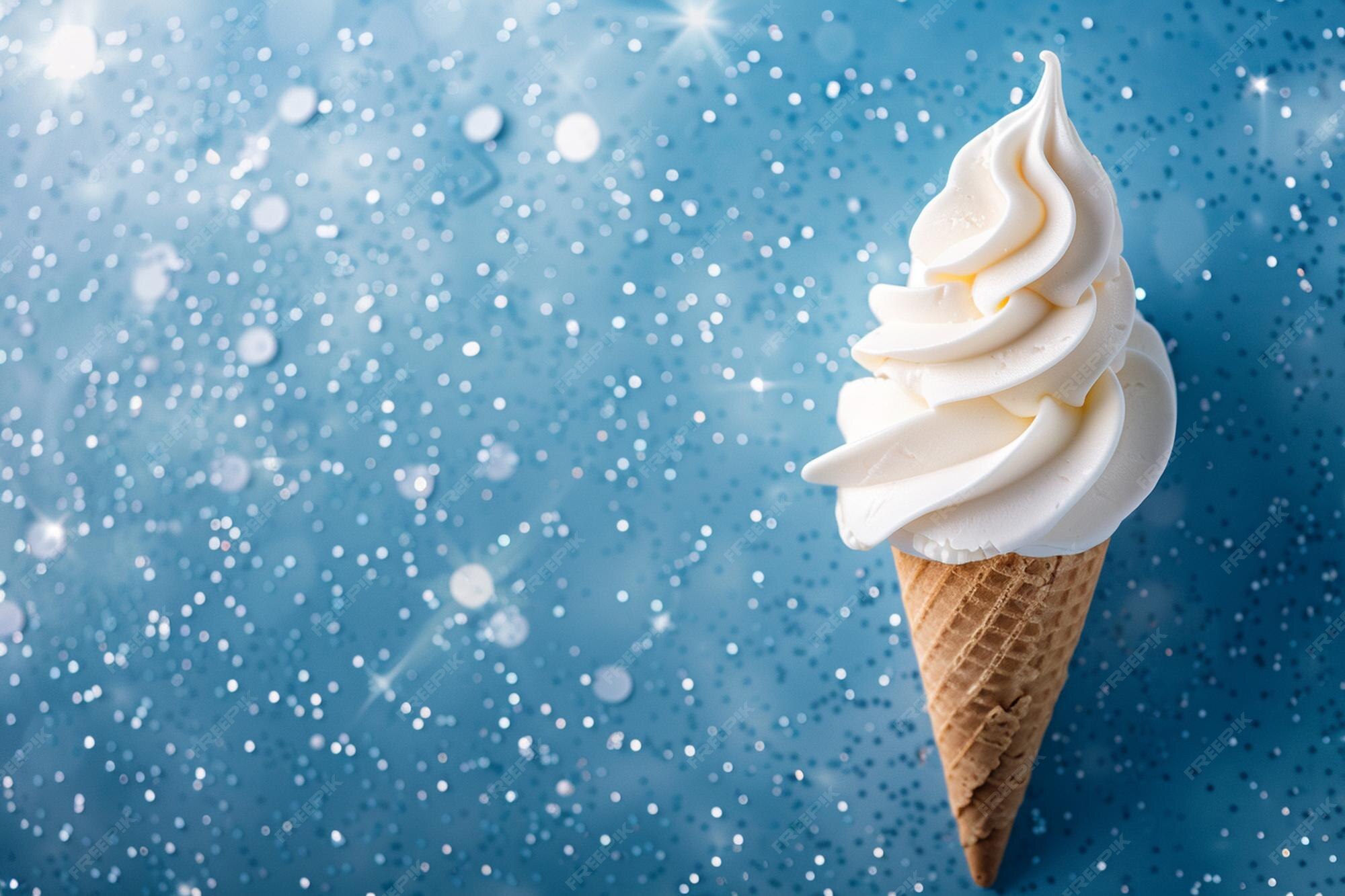 Soft Serve Ice Cream Cone on a Blue Sparkling Background | Premium AI ... Soft Serve Ice Cream Cone on a Blue Sparkling Background | Premium AI ...