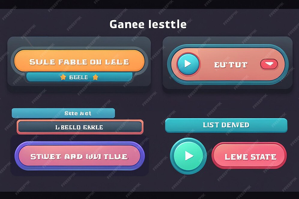 Soft Style Game UI Vector Set Select Level and Level Start Popup Button with Editable Text ...