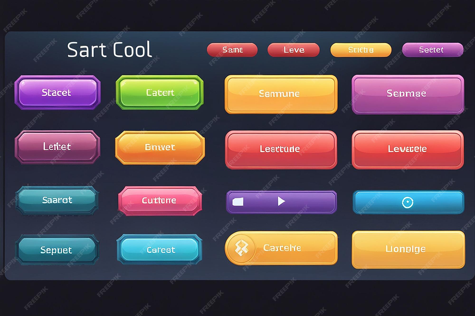 Premium Photo | Soft Style Game UI Vector Set Select Level and Level Start Popup Button with ...