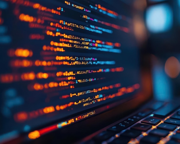Software Coding On A Computer With Lines Of Code Visible Techsavvy Style Closeup Sharp Focus