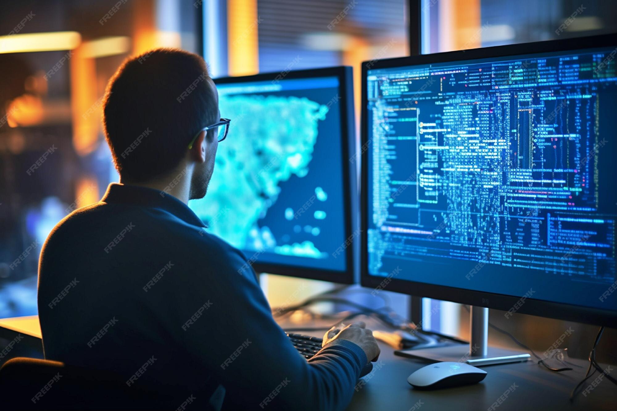 Premium Photo Software Developer Experience In Programming Code Abstraction And Computer Scripting