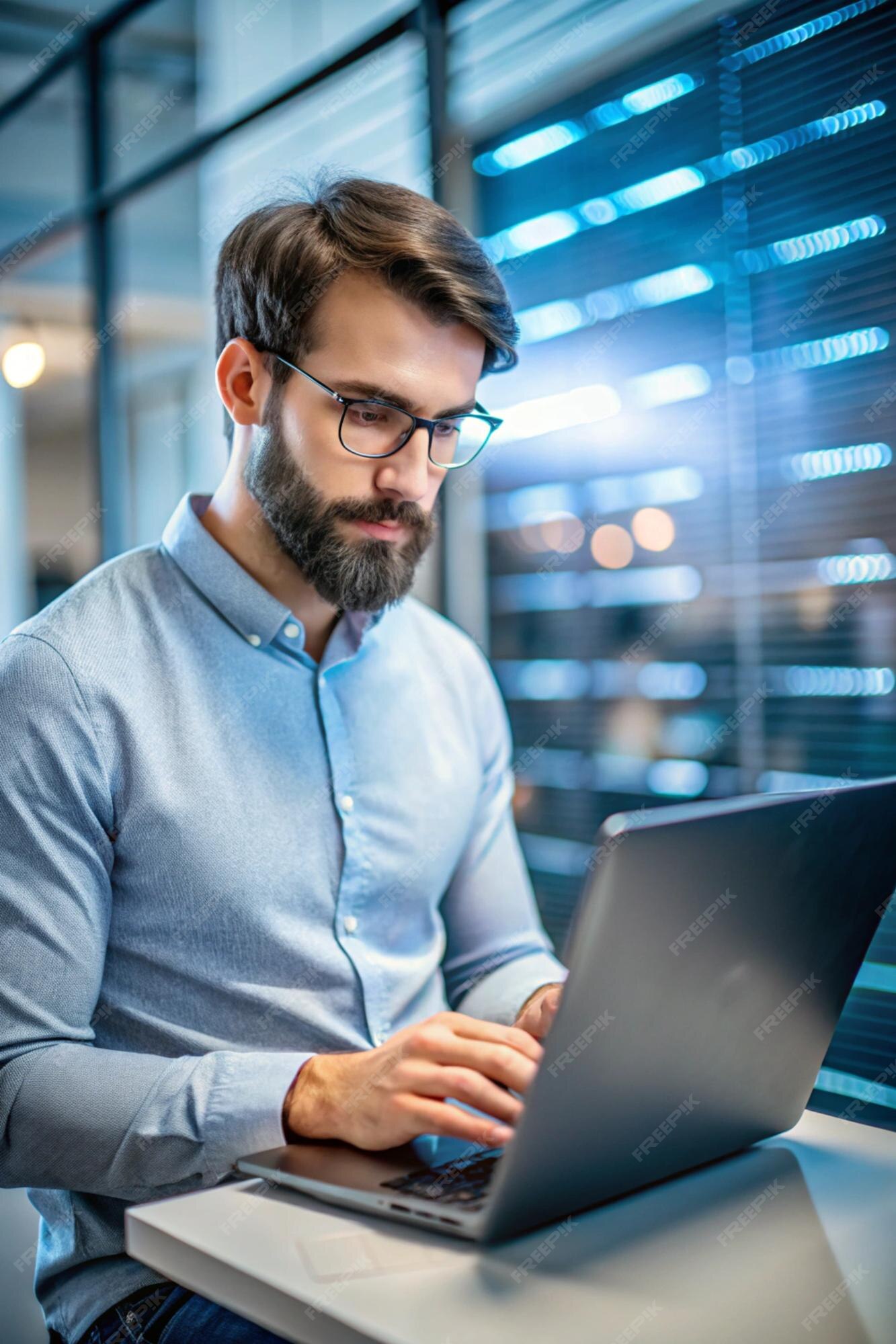 Software developer or programmer coding program with laptop Create Intelligence innovation ...