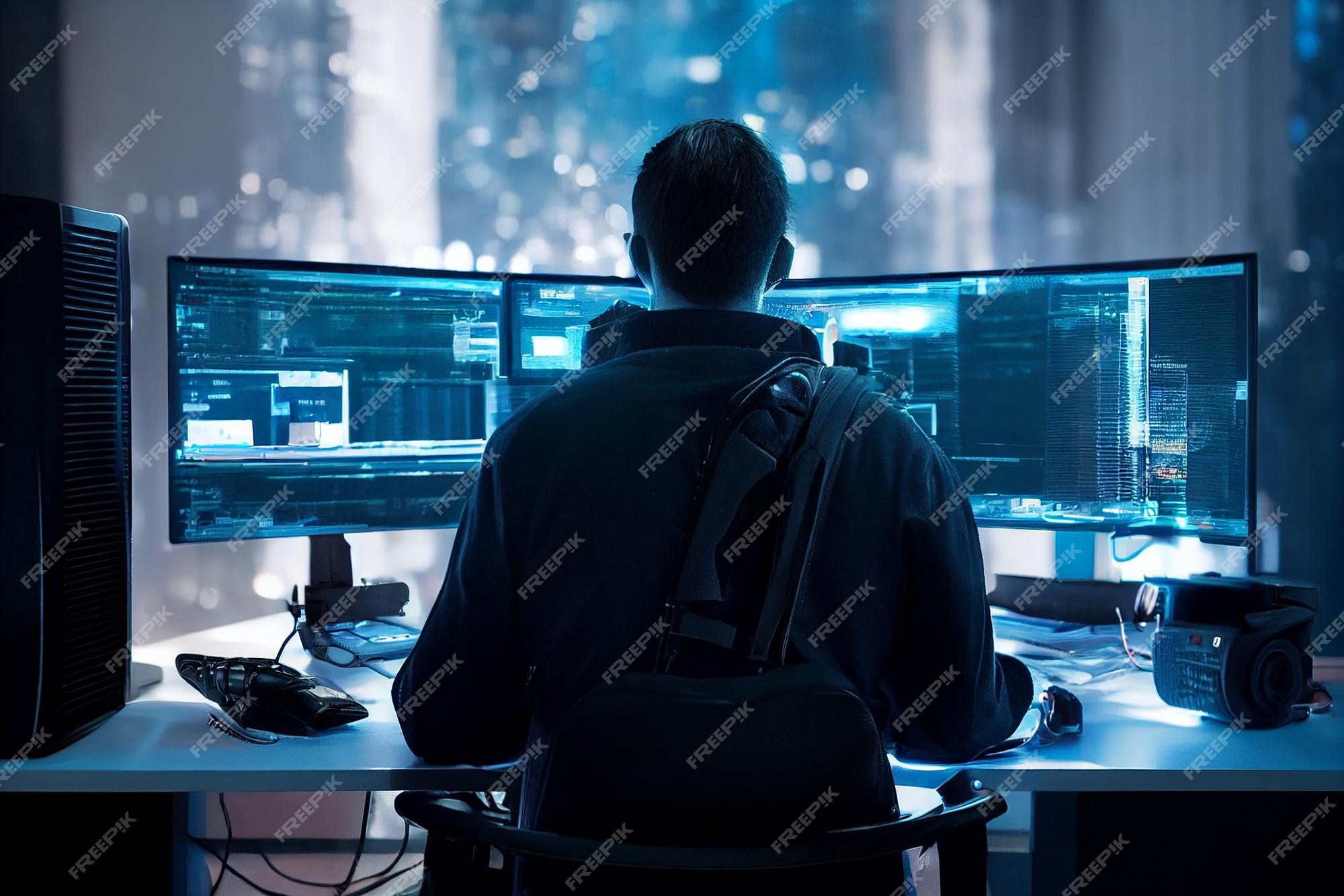 Premium Photo Software Developer Programmer Hacker Coding Scripts For Cybersecurity Company