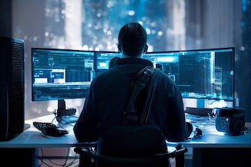 Premium Photo | Software developer programmer hacker coding scripts for cybersecurity company ...