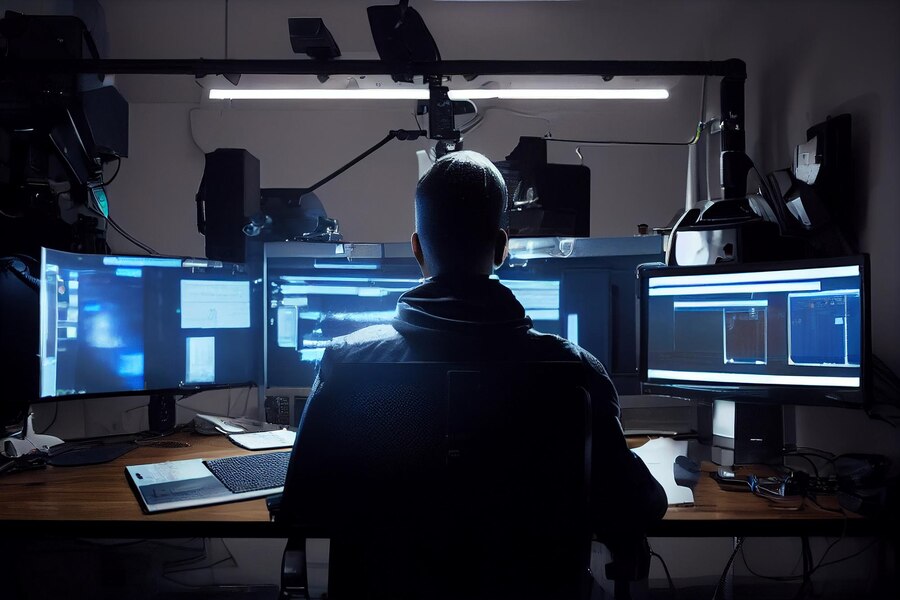 Premium Photo Software Developer Programmer Hacker Coding Scripts For Cybersecurity Company
