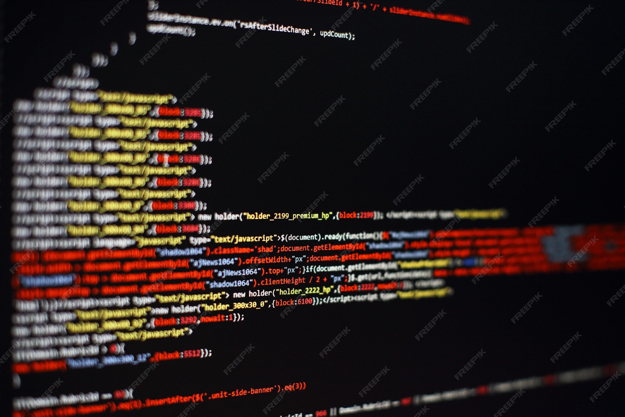 Premium Photo | Software developer programming code. abstract computer script code. selective focus
