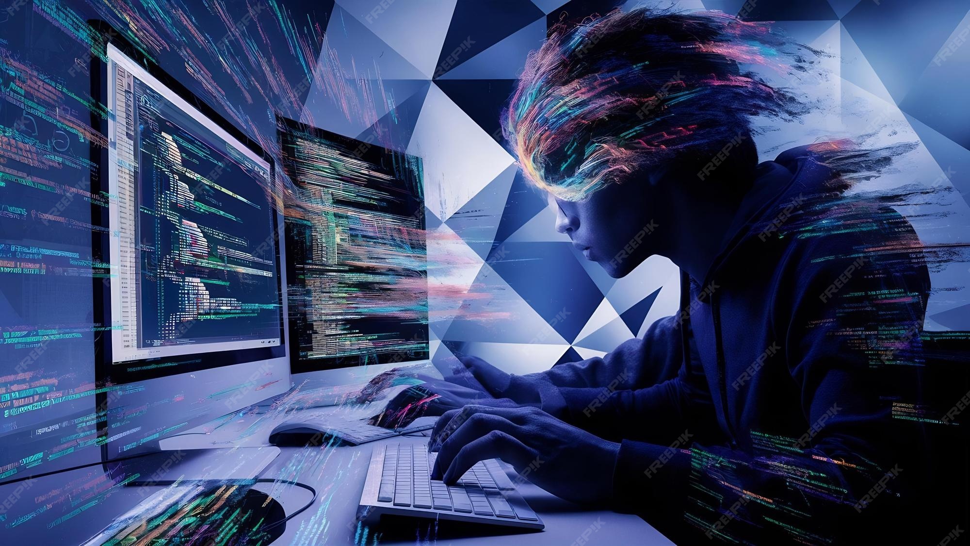 Premium Photo | Software developer programming code on computer ...