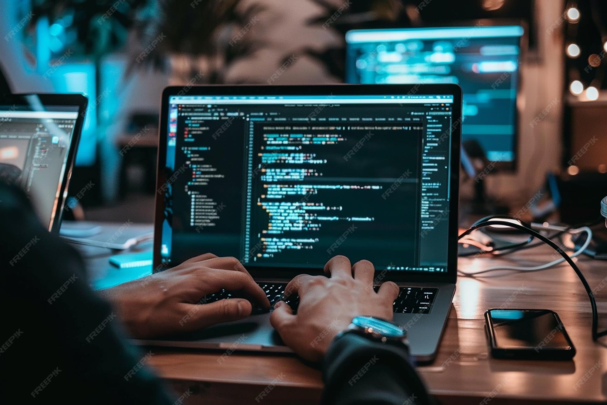 Software Developing programming and coding technologies Website design Cyber space concept ...