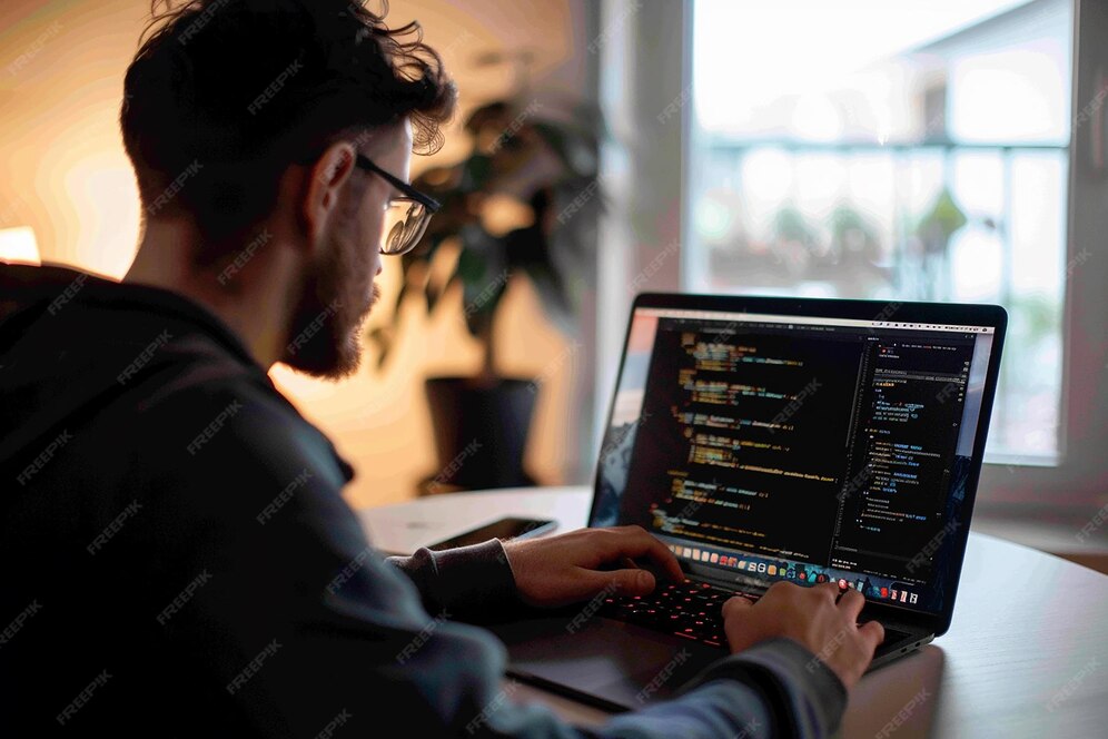 Software Developing programming and coding technologies Website design Cyber space concept ...