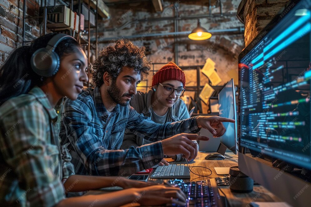 Software Developing programming and coding technologies Website design Cyber space concept ...