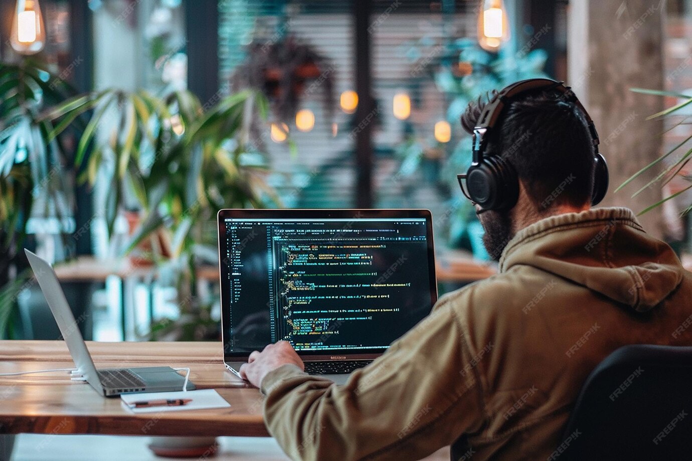 Software Developing programming and coding technologies Website design Cyber space concept ...