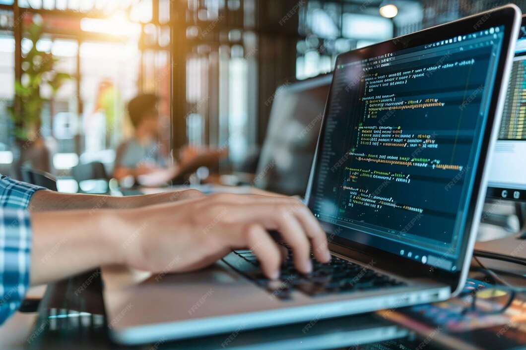 Software Developing programming and coding technologies Website design Cyber space concept ...