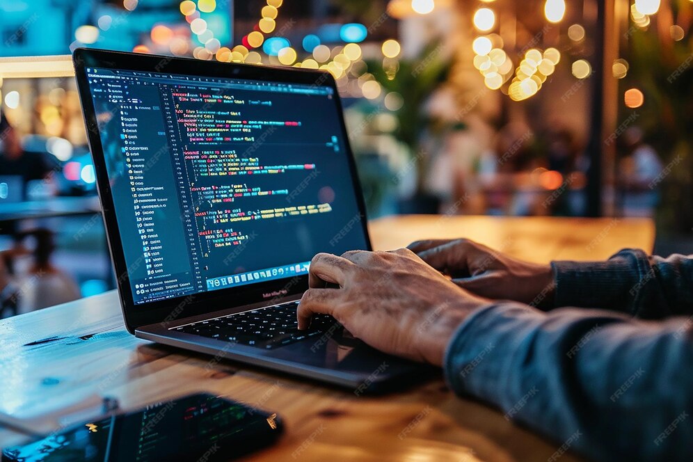 Software Developing programming and coding technologies Website design Cyber space concept ...