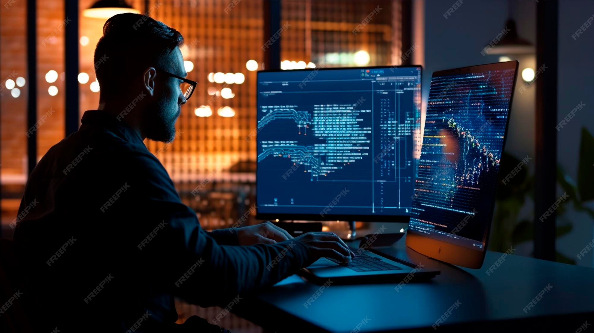 Premium AI Image | Software development concept coding programmer Generative AI