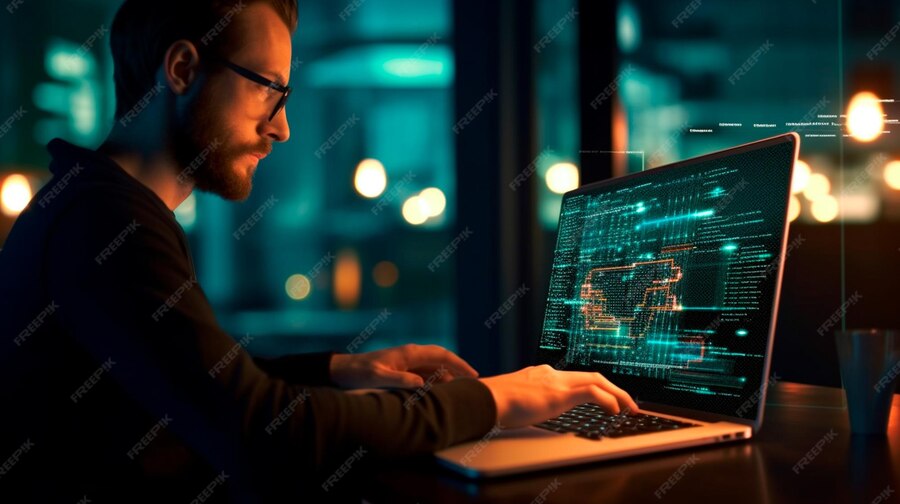 Premium Photo | Software development concept coding programmer software engineer working on ...