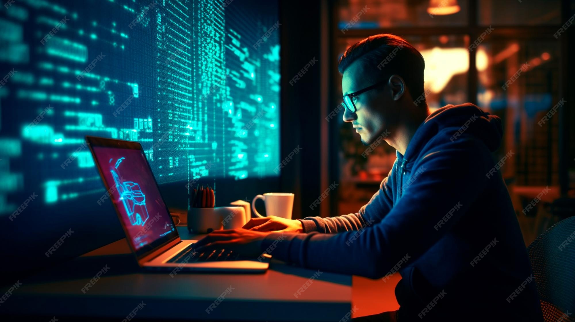 Premium AI Image | Software development concept Coding programmer software engineer working on ...