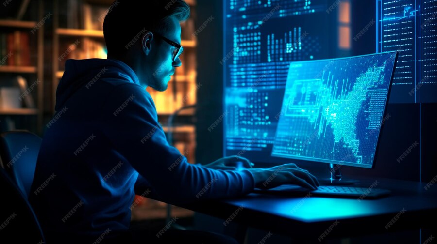 Premium AI Image | Software development concept Coding programmer ...