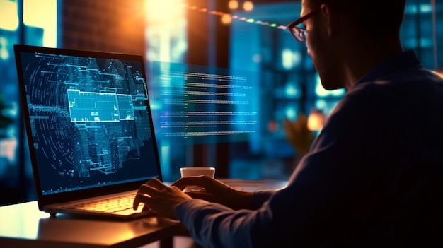 Premium AI Image | Software development concept Coding programmer ...