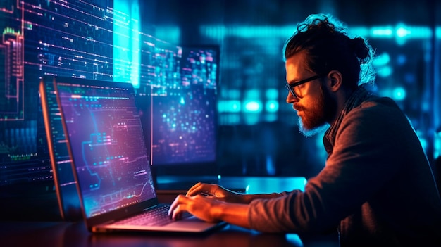 Premium Photo | Software development concept coding programmer software engineer working on ...