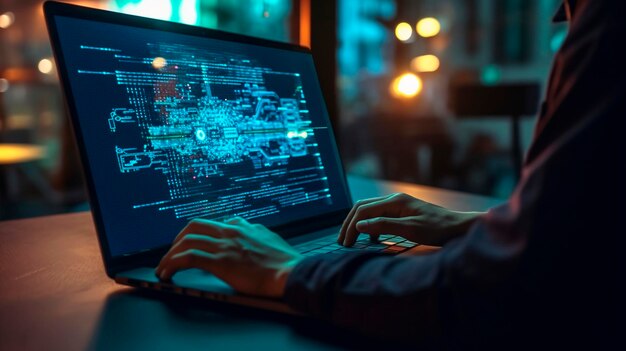 Premium AI Image | Software development concept Coding programmer ...