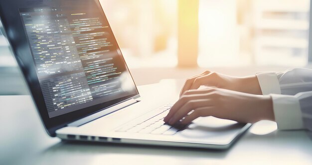 Premium AI Image | image of a developer's hands typing on a key