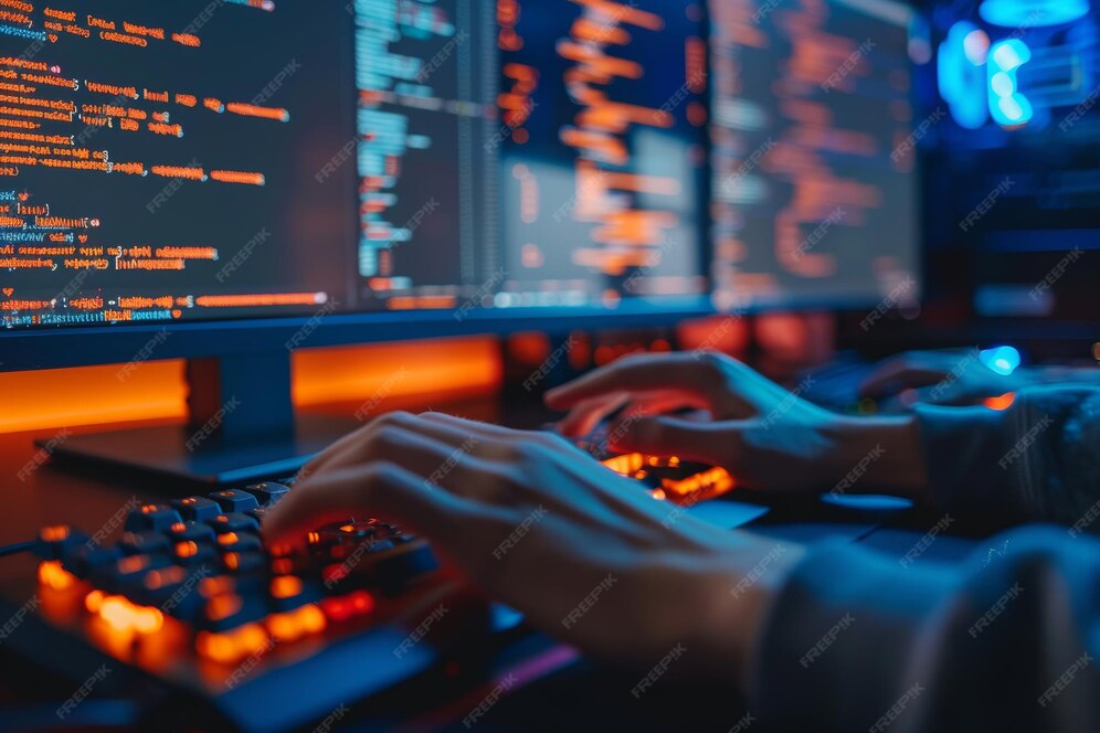 Premium Photo | A software development designer or programmer is typing ...