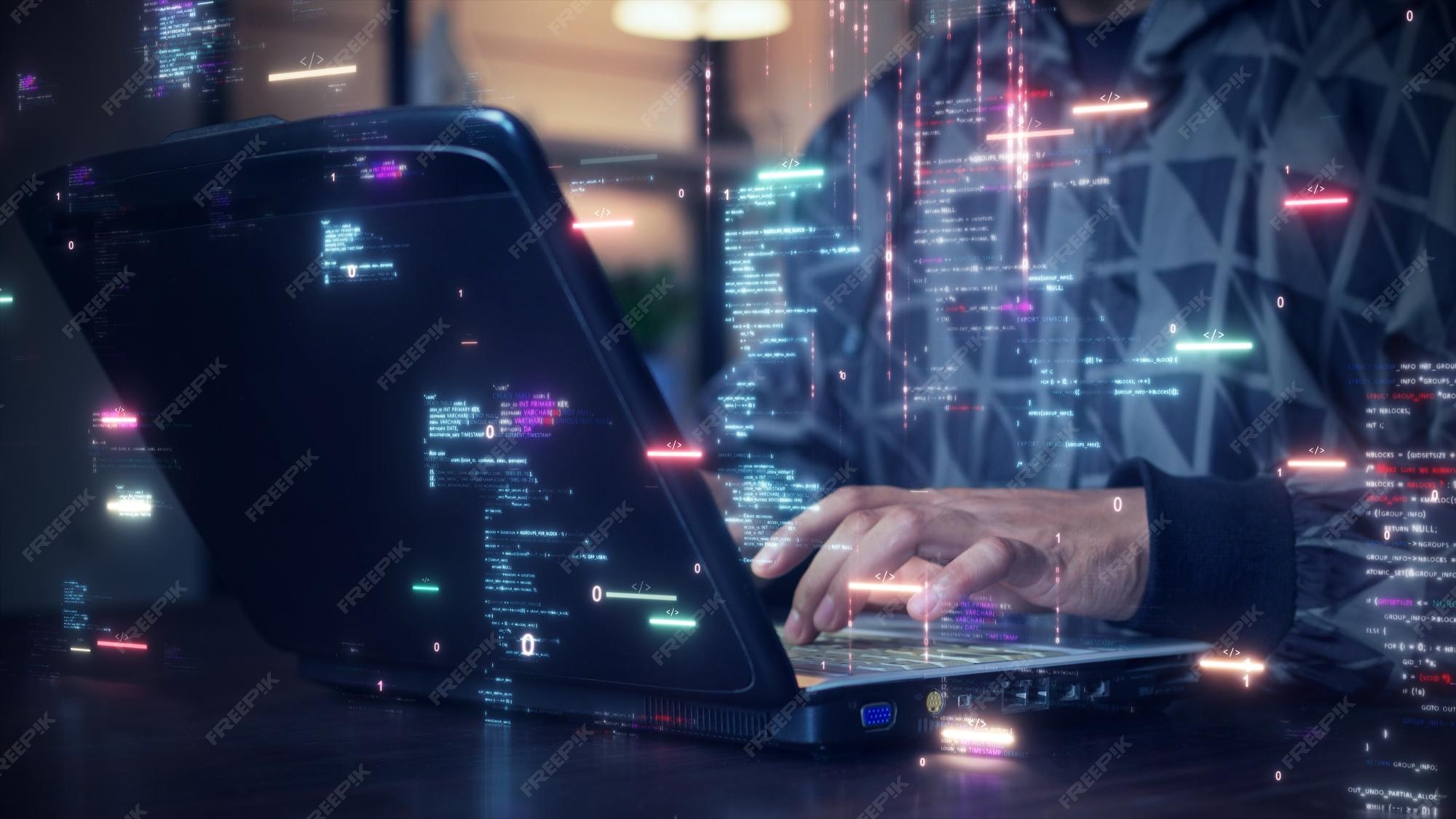 Premium Photo | A software development designer or programmer is typing on a computer to create ...