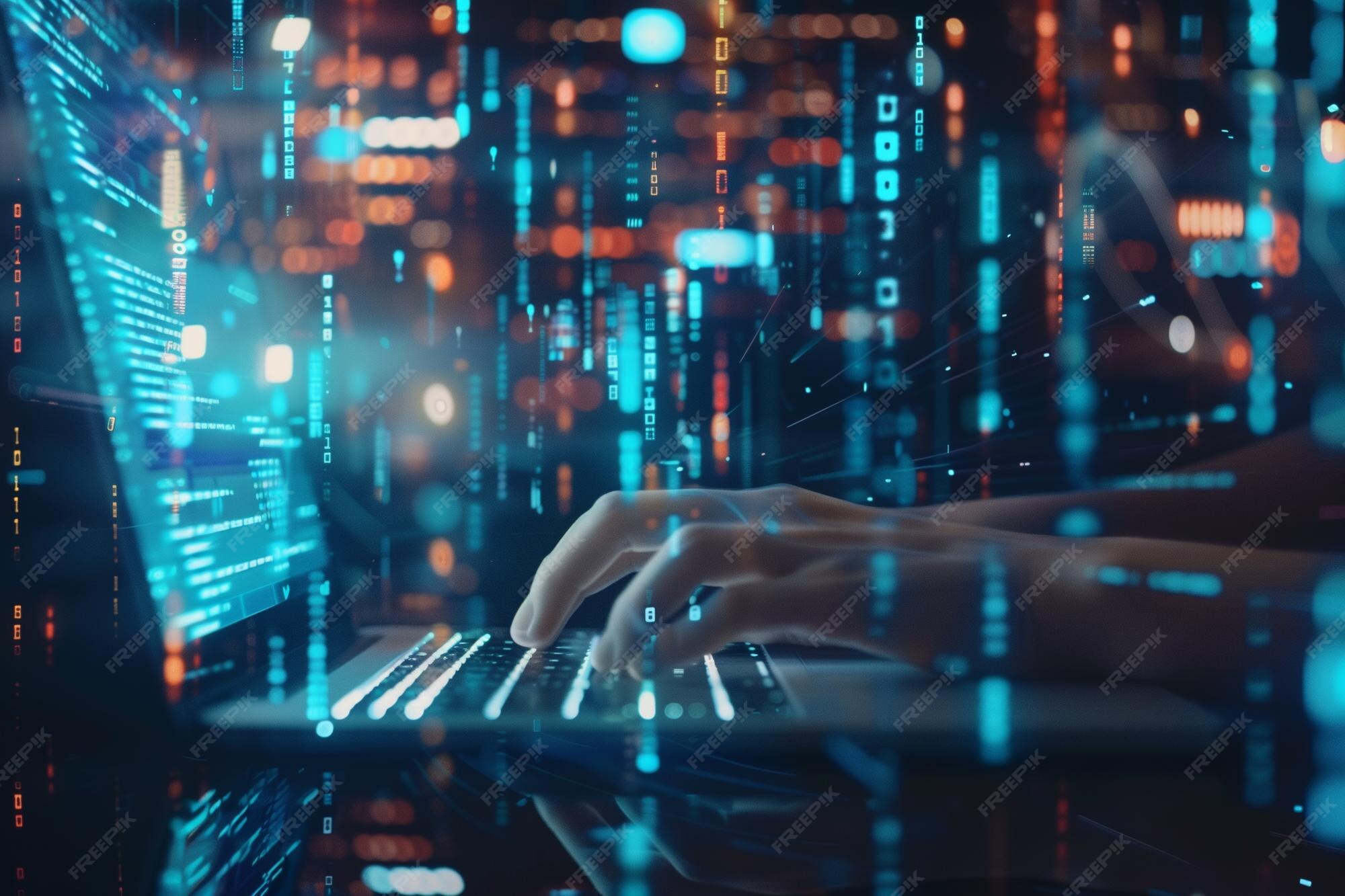 Software development digital technology concept Software developer computer programmer working ...