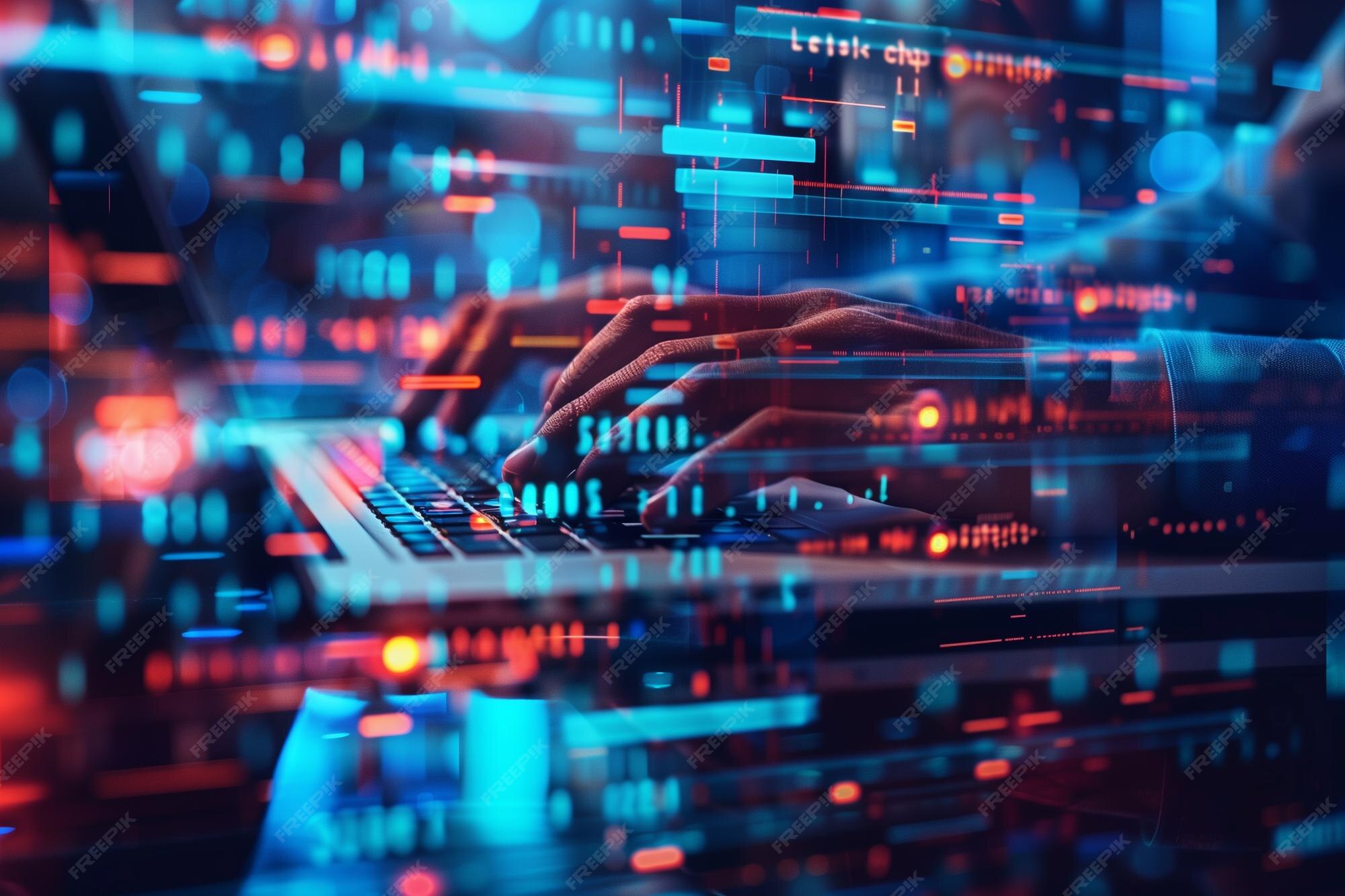 Software development digital technology concept Software developer computer programmer working ...