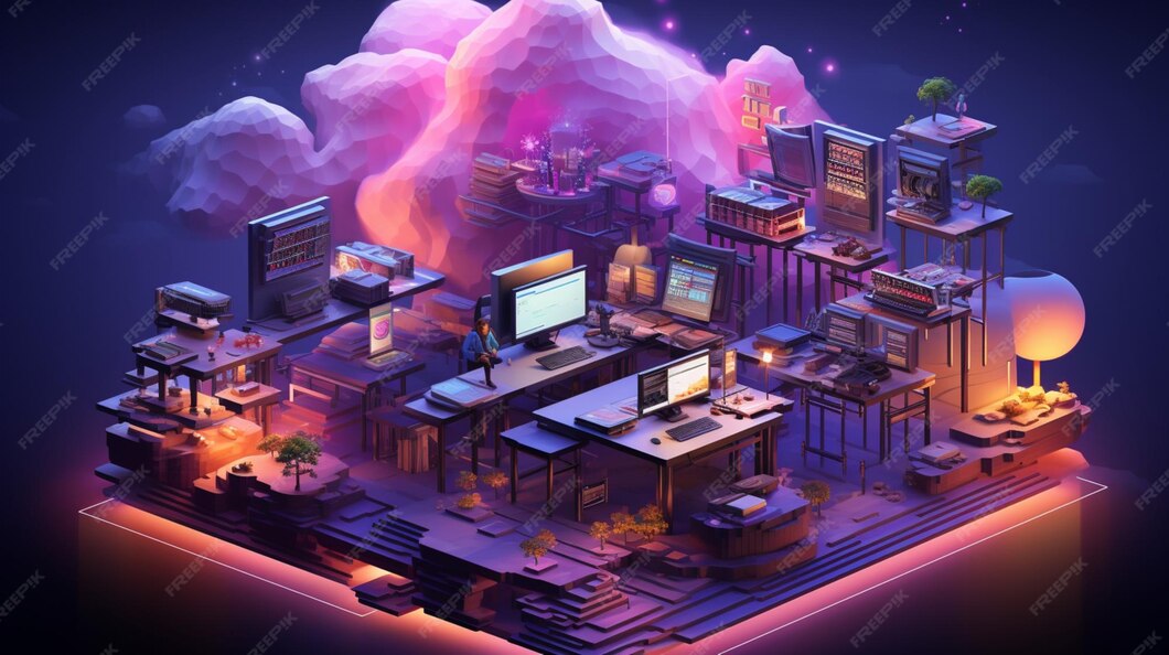 Premium Photo | Software development isometric landing page website or program coding cross ...