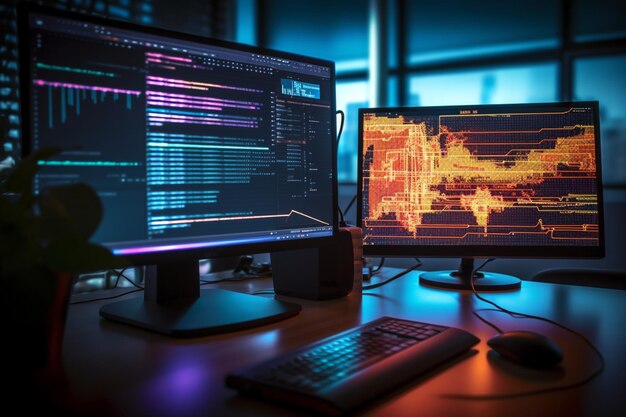 Premium Photo | Software development programming on computer screen for modish application and ...