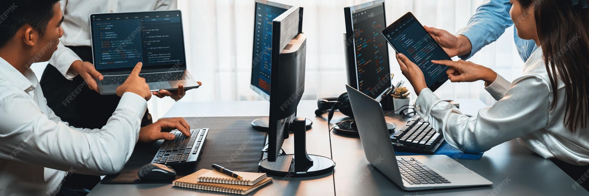 Premium Photo | Software development team working together in office ...