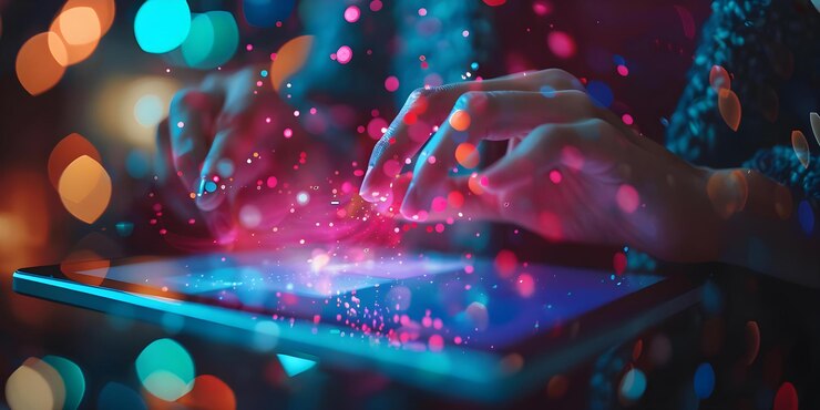 Software engineer using AI for data science on a digital tablet Concept AI Applications Data ...