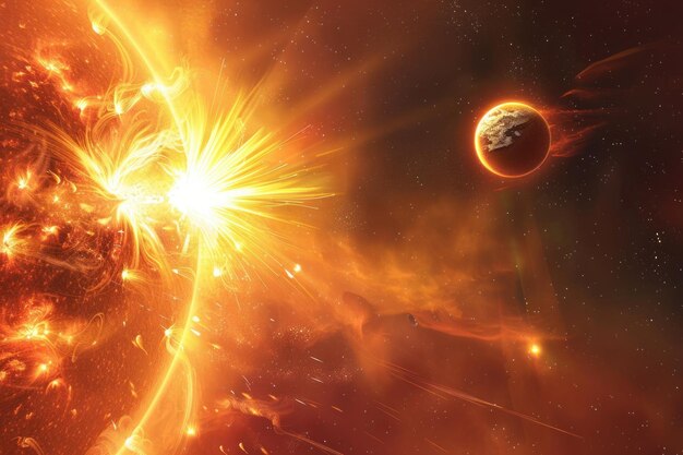 Premium Photo Solar Flare And Magnetic Storms Solar Prominence Plasma