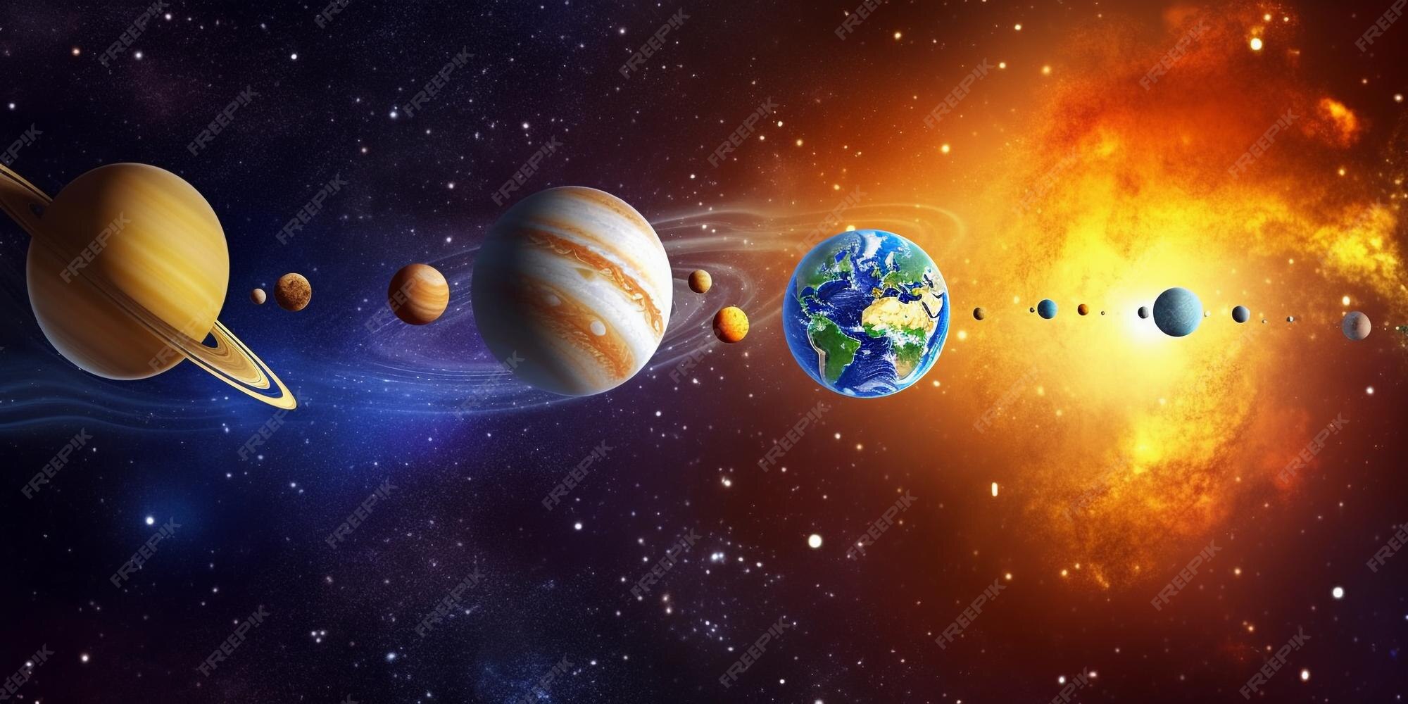Premium AI Image | Solar system with many planets Premium AI Image | Solar system with many planets