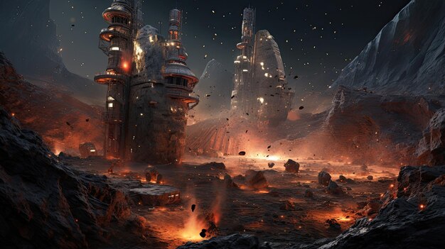 Premium Photo | Space mining operations space Premium Photo | Space mining operations space