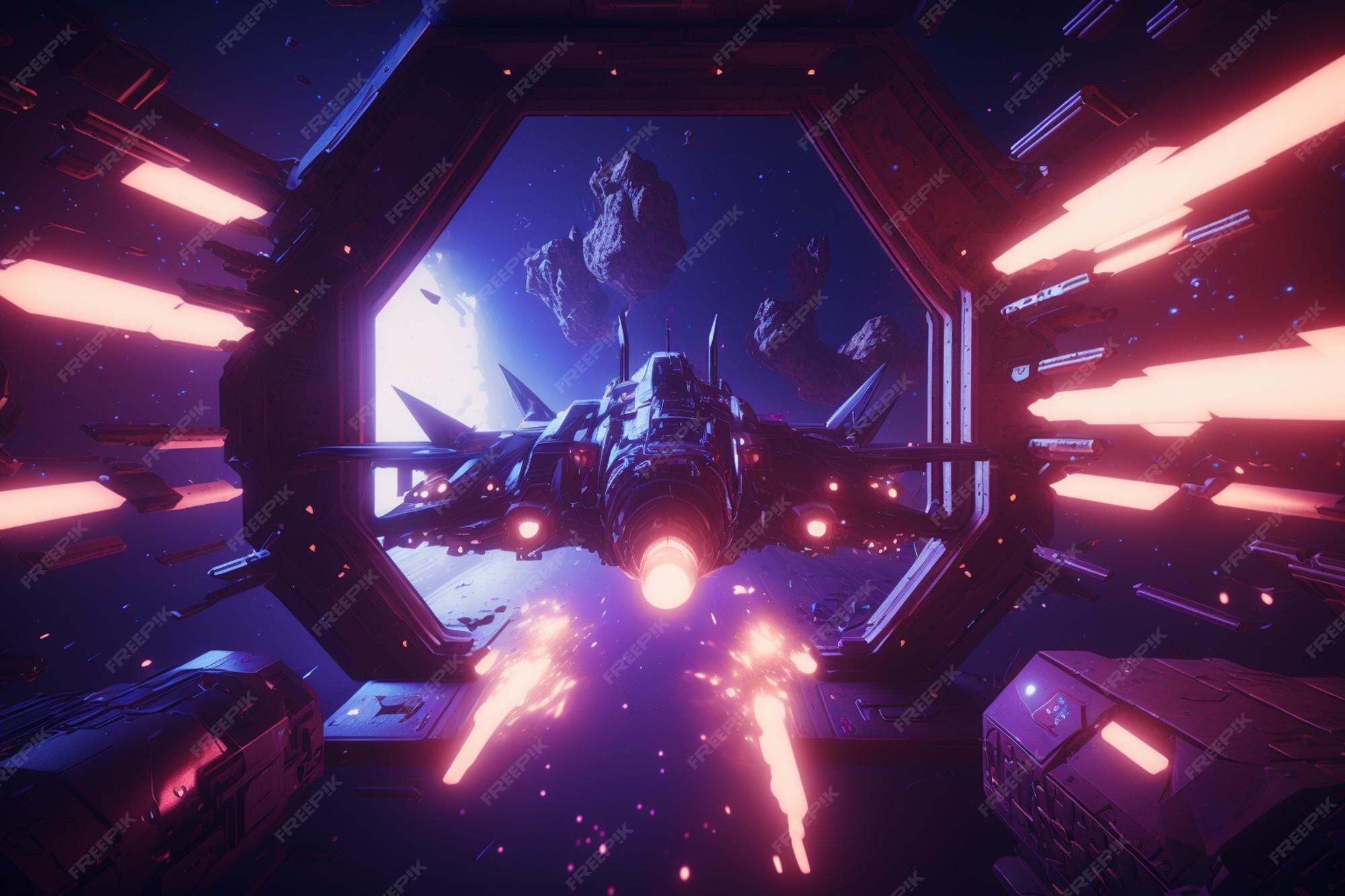 Premium Ai Image Spaceship With A Sci Fiction Looking Interior With Glowing Lights Generative Ai