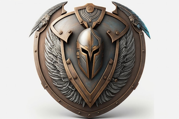 Premium Photo Spartan Shield Illustration White Background Generative Ai
