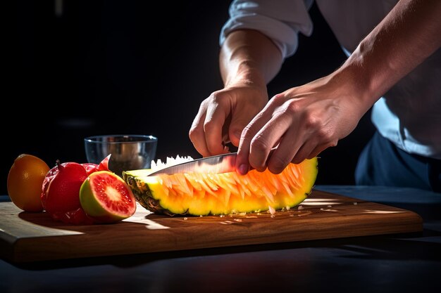 Premium AI Image | Splendidly Captured Mesmerizing Fruit Slicing Moment ... Premium AI Image | Splendidly Captured Mesmerizing Fruit Slicing Moment ...