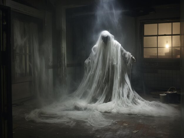 Premium AI Image | Spooky Ghost floating in a house scary vibes Premium AI Image | Spooky Ghost floating in a house scary vibes