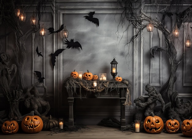 Premium Ai Image Spooky Halloween Backdrop A Hauntingly Atmospheric Background That Sets The