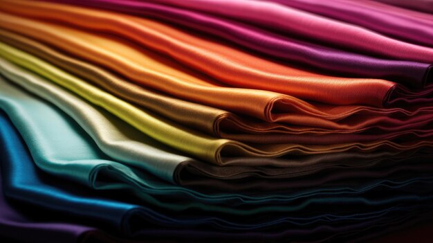 Premium AI Image | A stack of colorful fabric Premium AI Image | A stack of colorful fabric