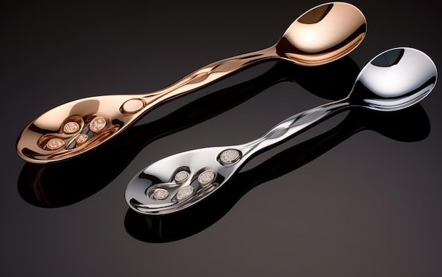 Premium AI Image | Stainless Steel Mixing Spoons Premium AI Image | Stainless Steel Mixing Spoons